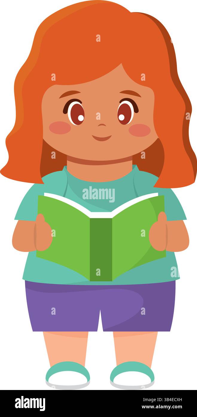 Happy girl reading book. Vector illustration Stock Vector Image & Art ...