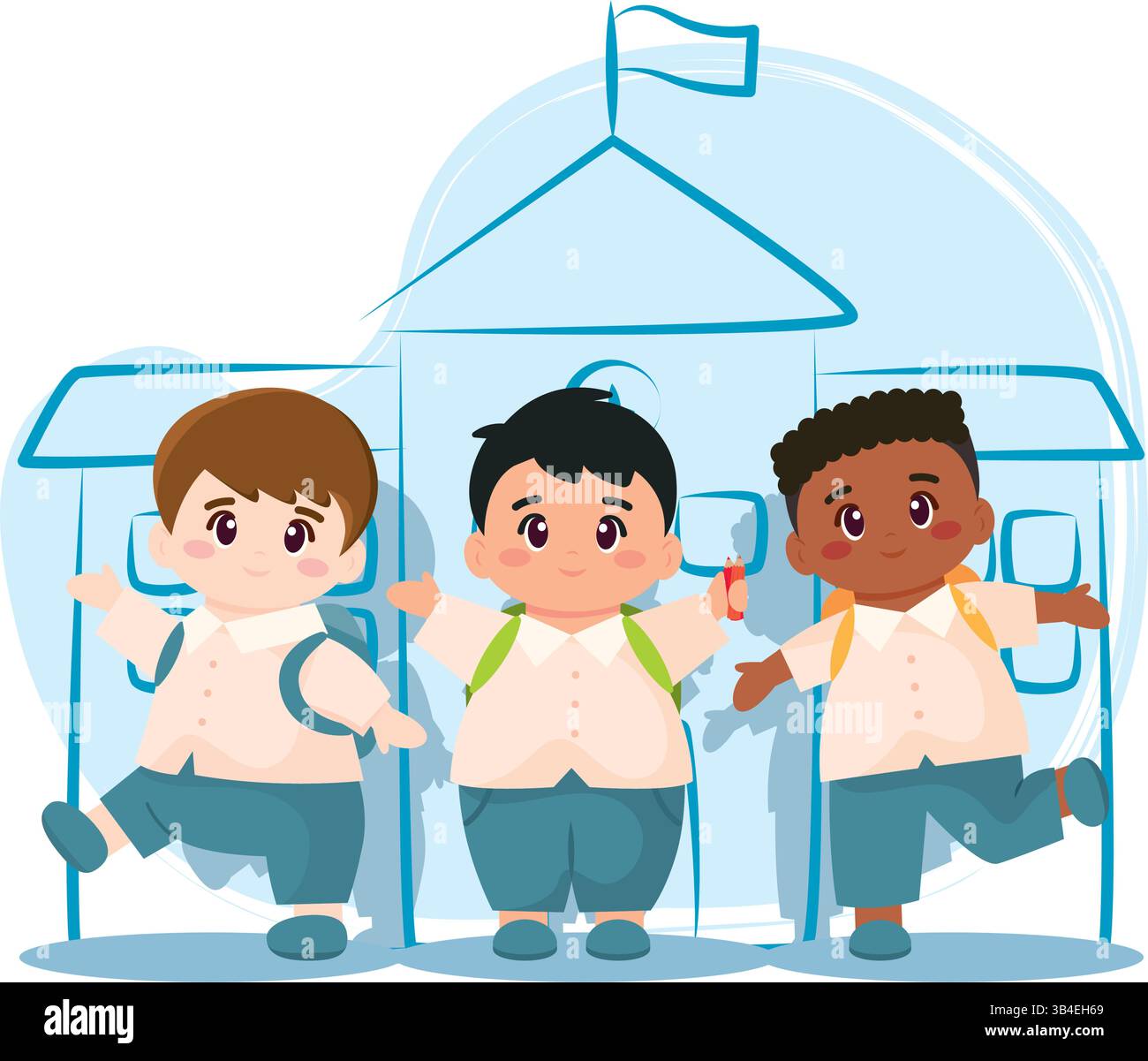Three boys at school. Vector illustration Stock Vector Image & Art - Alamy