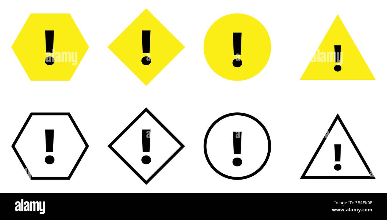 Warning icon set vector. caution, attention, exclamation symbol vector ...