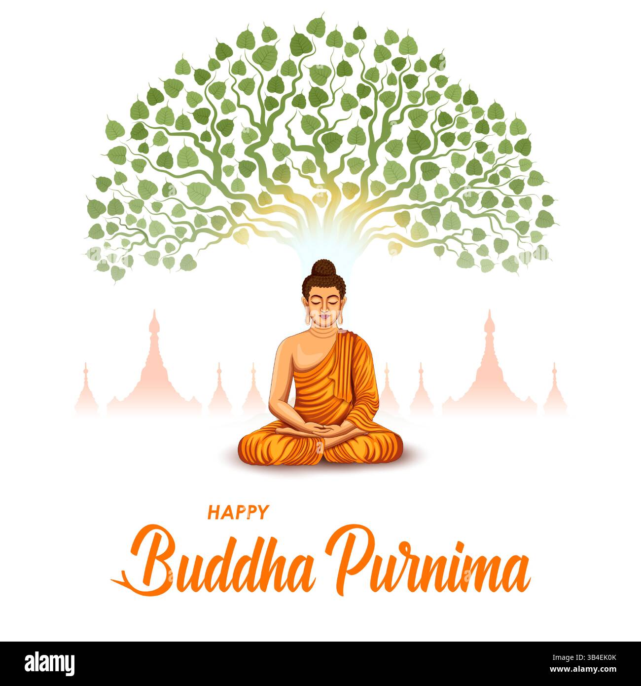illustration of Lord Buddha in meditation for Buddhist festival of ...