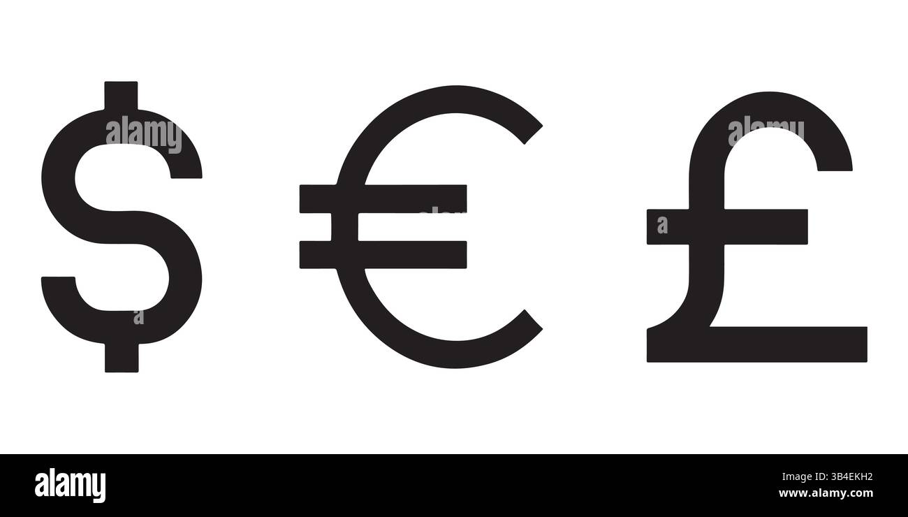 International Currency Symbols Dollar, Euro, and Pound vector isolated ...
