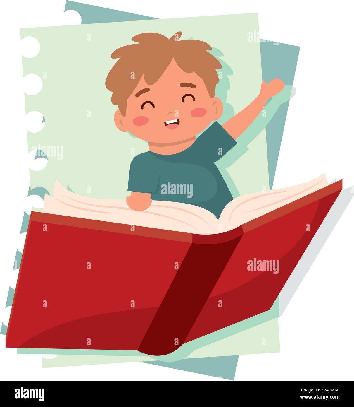 Boy inside red book. Vector illustration Stock Vector Image & Art - Alamy