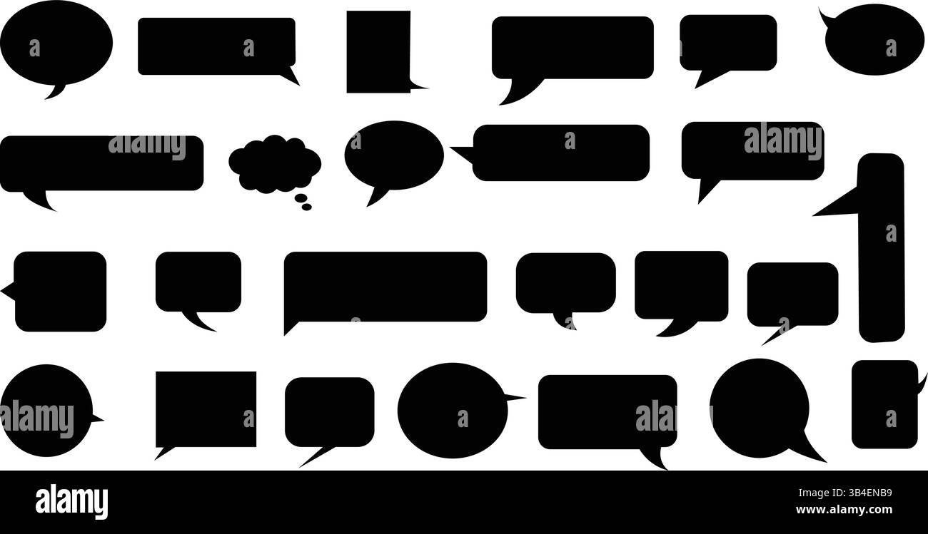 collection of speech bubble shape vector illustration. thought bubble ...
