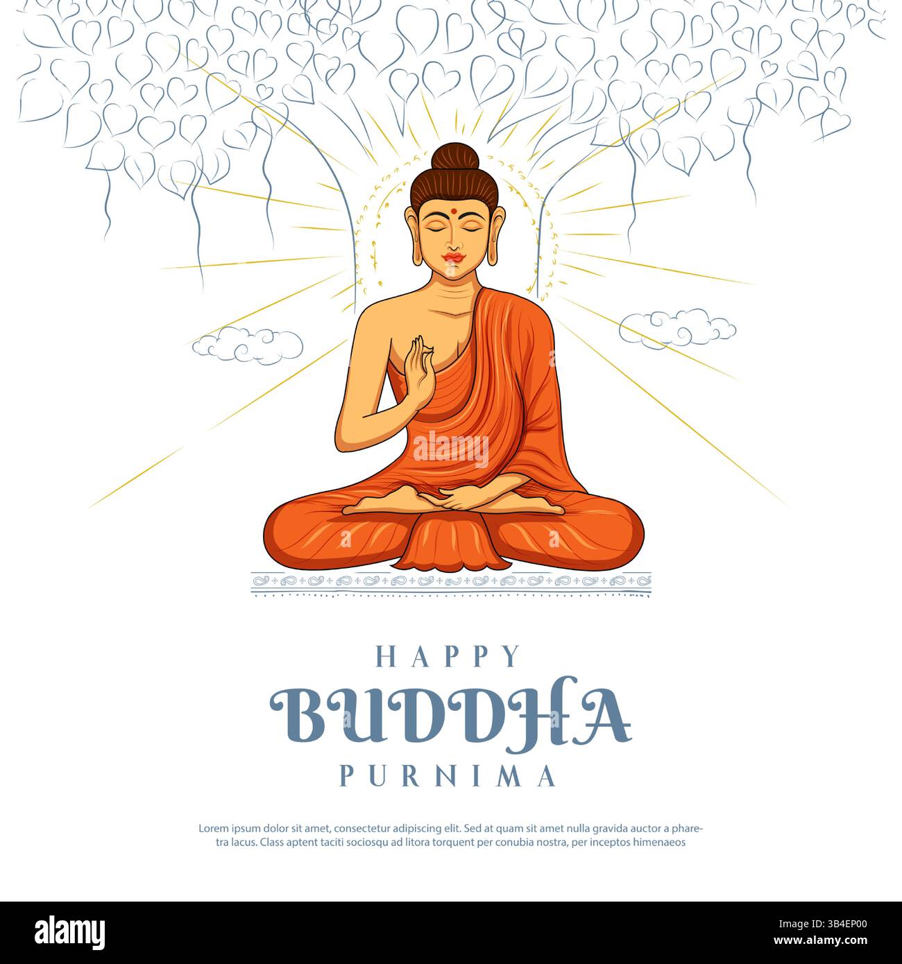 illustration of Lord Buddha in meditation for Buddhist festival of ...