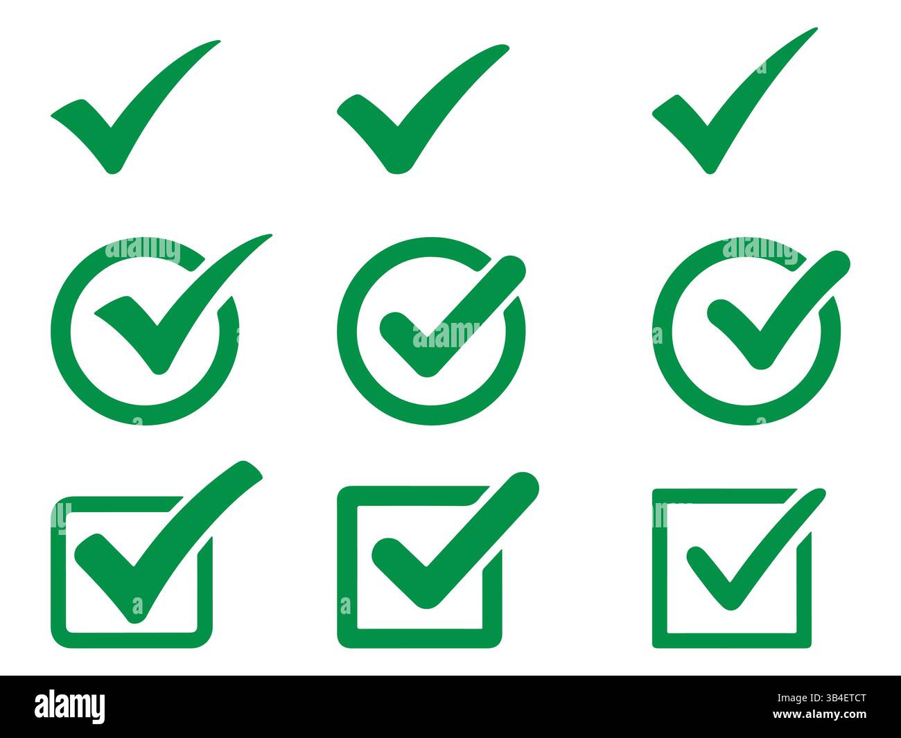 Green checkmark icon set vector illustration on white background Stock ...