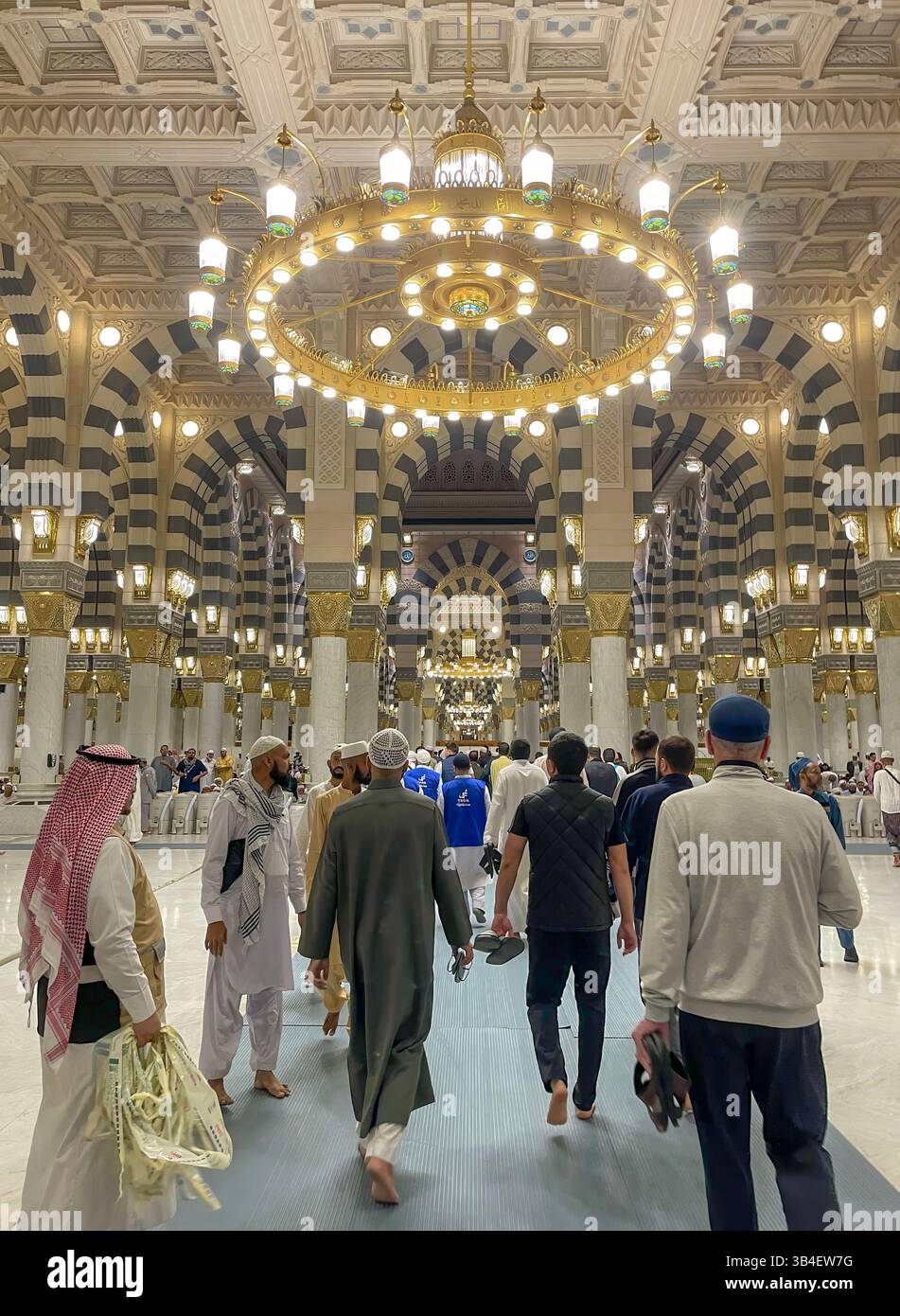 Saudi Arabia-December 3rd 2024:Beautiful view of inside prophet mosque ...