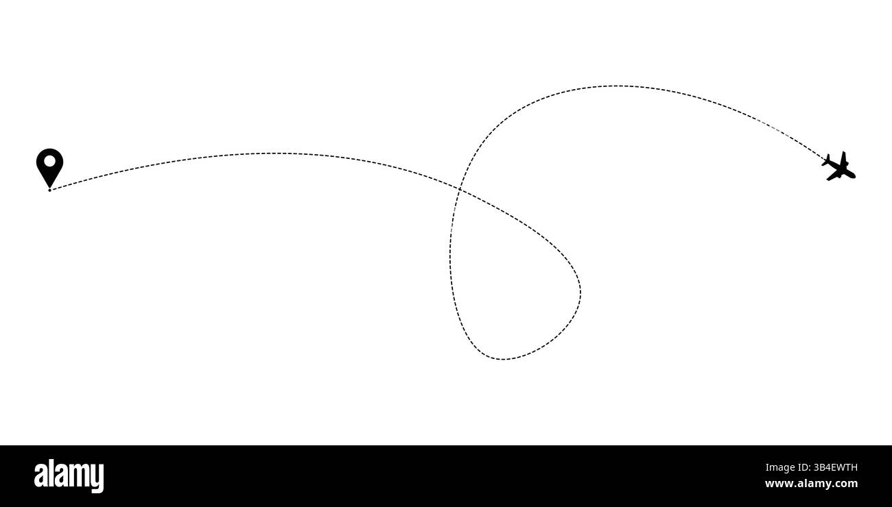 iverse Airplane Flight Paths with Destination Markers vector illustration. Travel destination ...