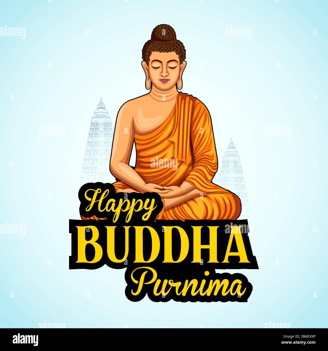 illustration of Lord Buddha in meditation for Buddhist festival of ...