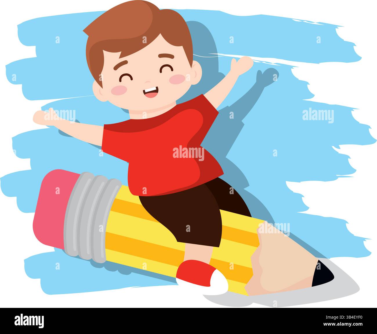 Boy riding pencil. Vector illustration Stock Vector Image & Art - Alamy