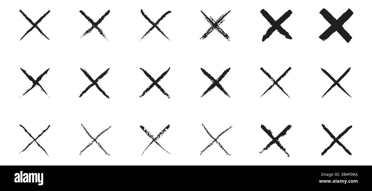 Collection of hand drawn cross sign vector illustration on white ...