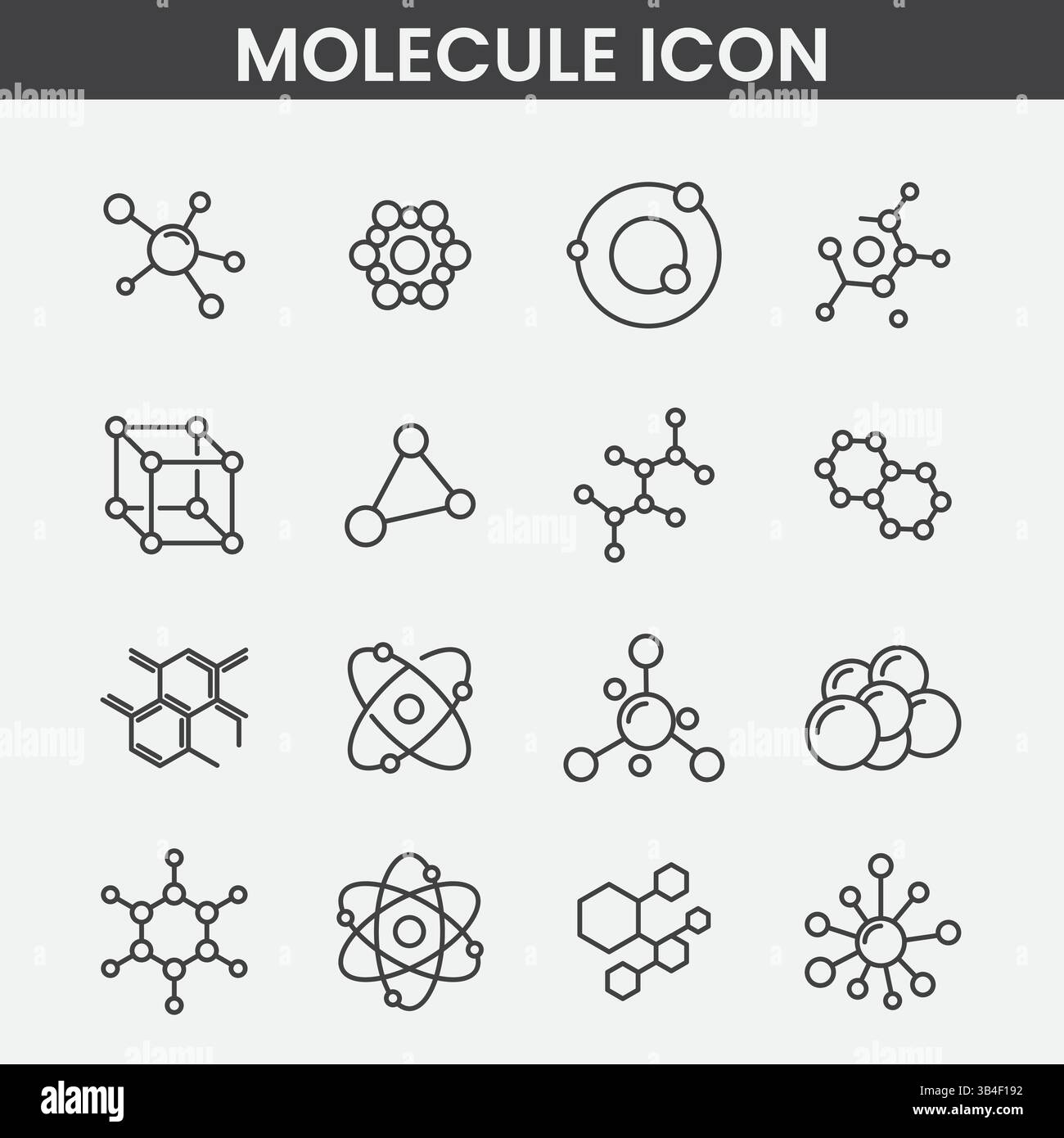 Minimalist Molecular Structure Icon Set: Chemistry Symbols, Atomic ...