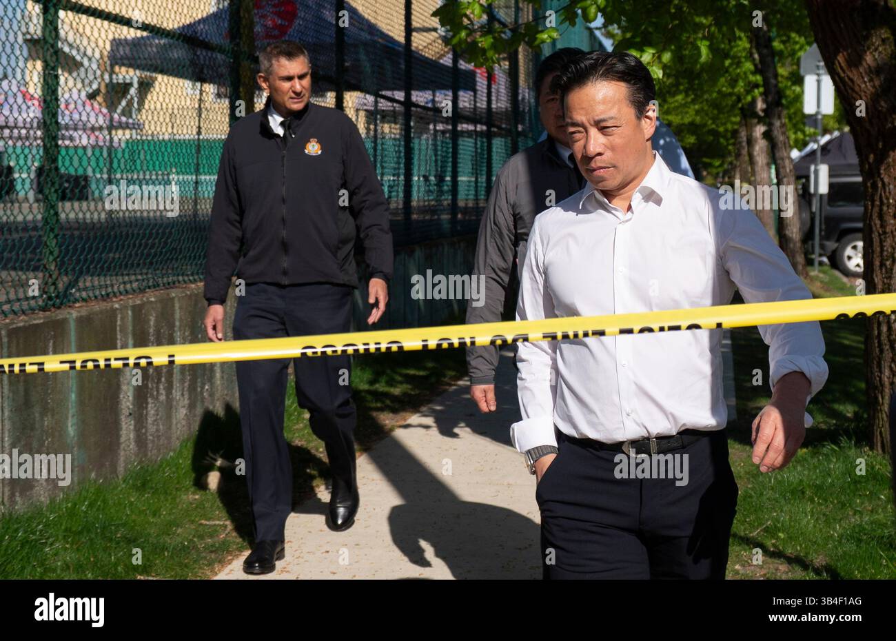 Vancouver, Canada. 27th Apr, 2025. Vancouver Mayor Ken Sim (right) and ...