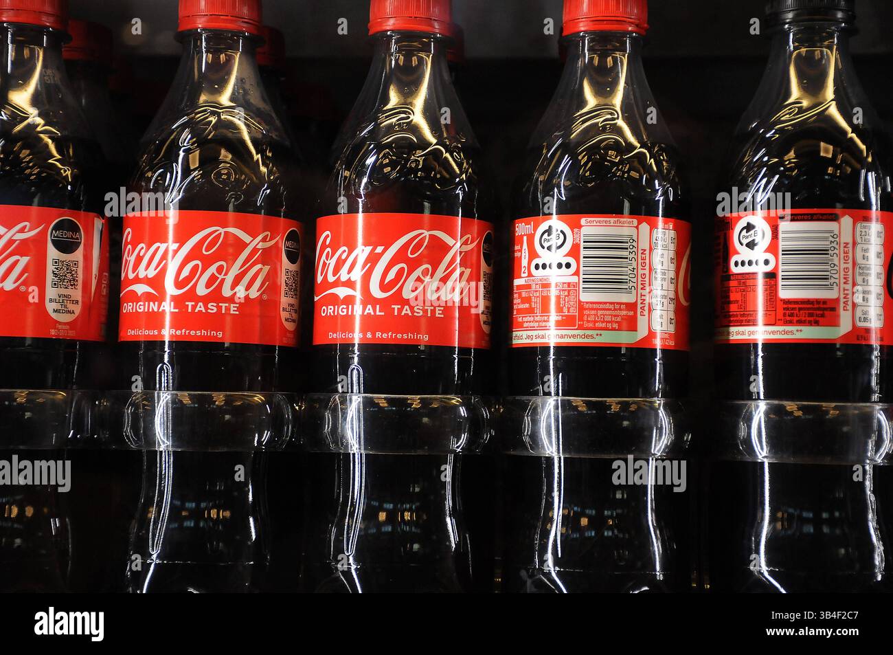 Copenhagen/ DenmarK/30 april 2025/ Coca cola bottles and cans for sale ...