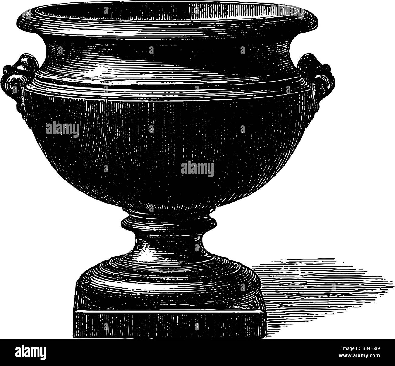 Ornamental urn engraving with intricate black and white detailing Stock ...