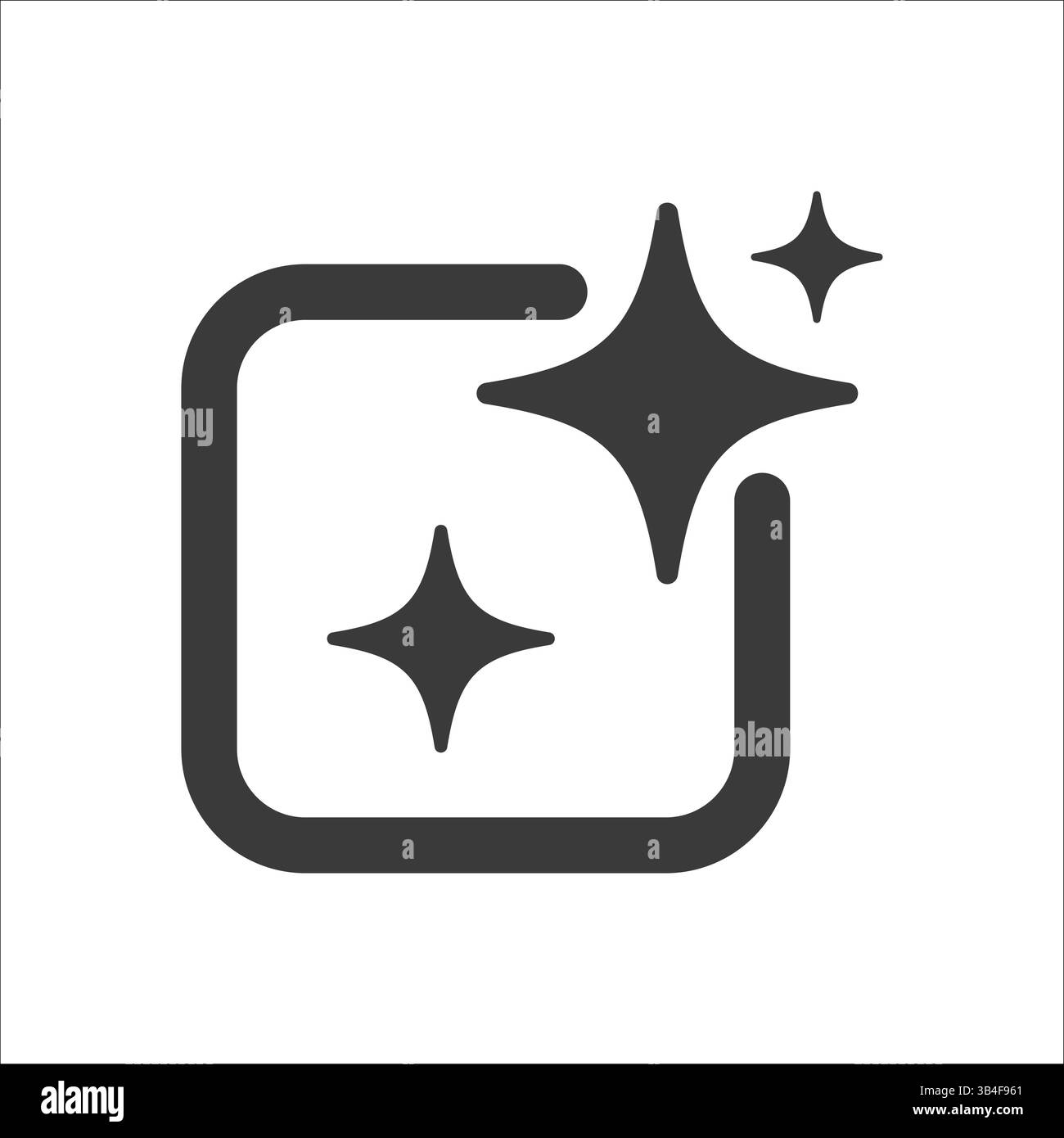 This is a uniquely stylized icon featuring sparkles and an elegant ...
