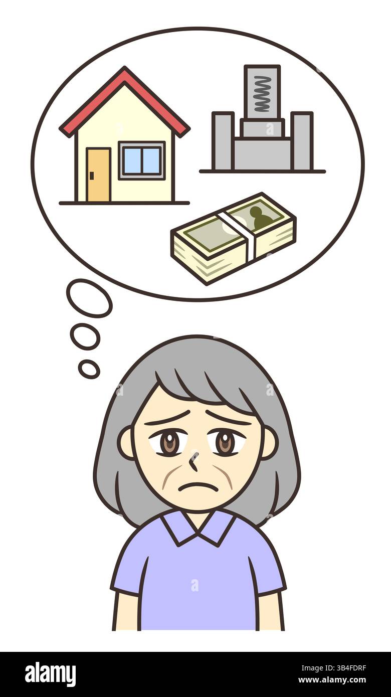 a senior woman worried about her home, money, and grave Stock Photo - Alamy