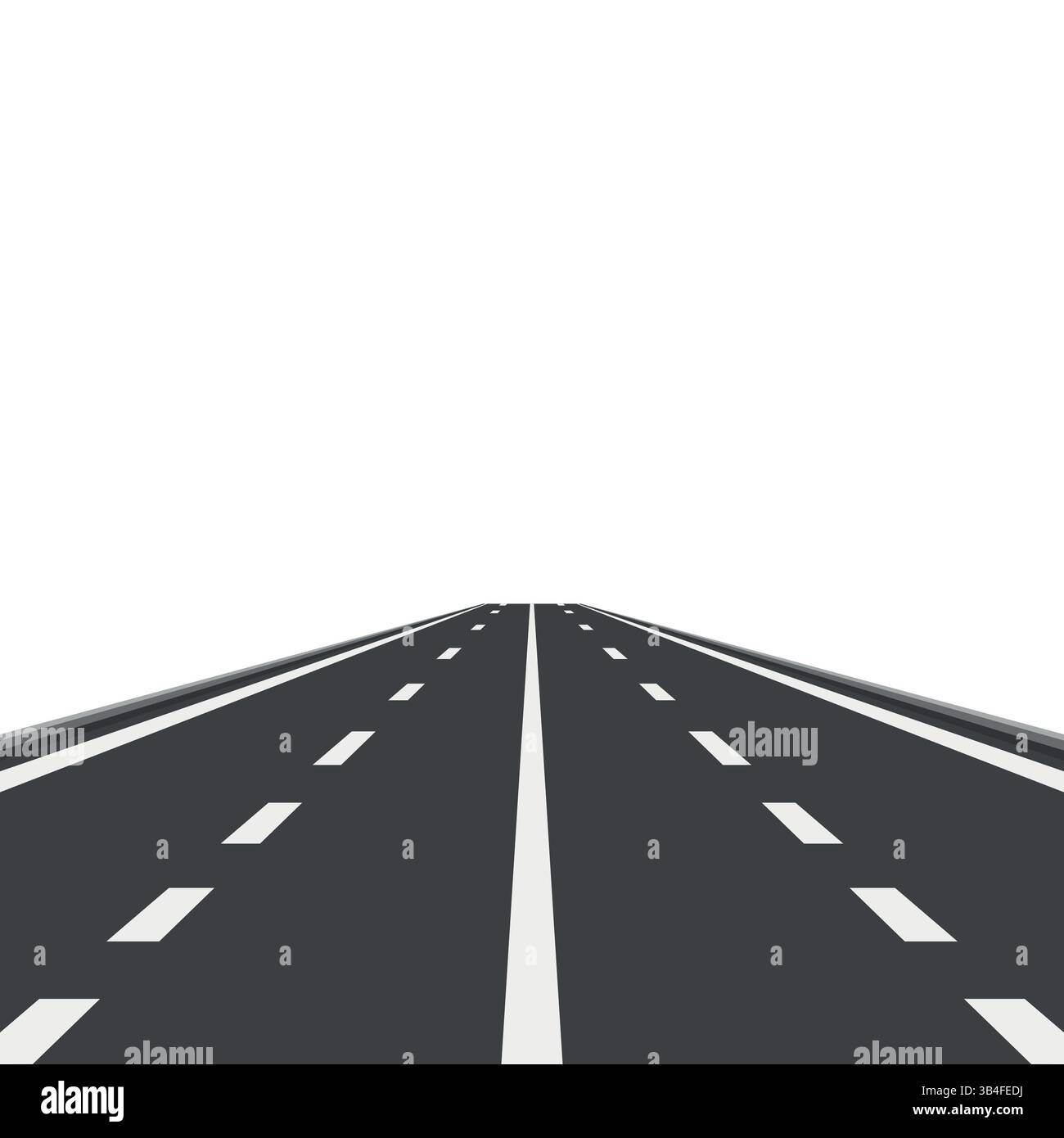 Flat Vector Landscape Design with Black and White Road. Scenic Cartoon Highway Background ...