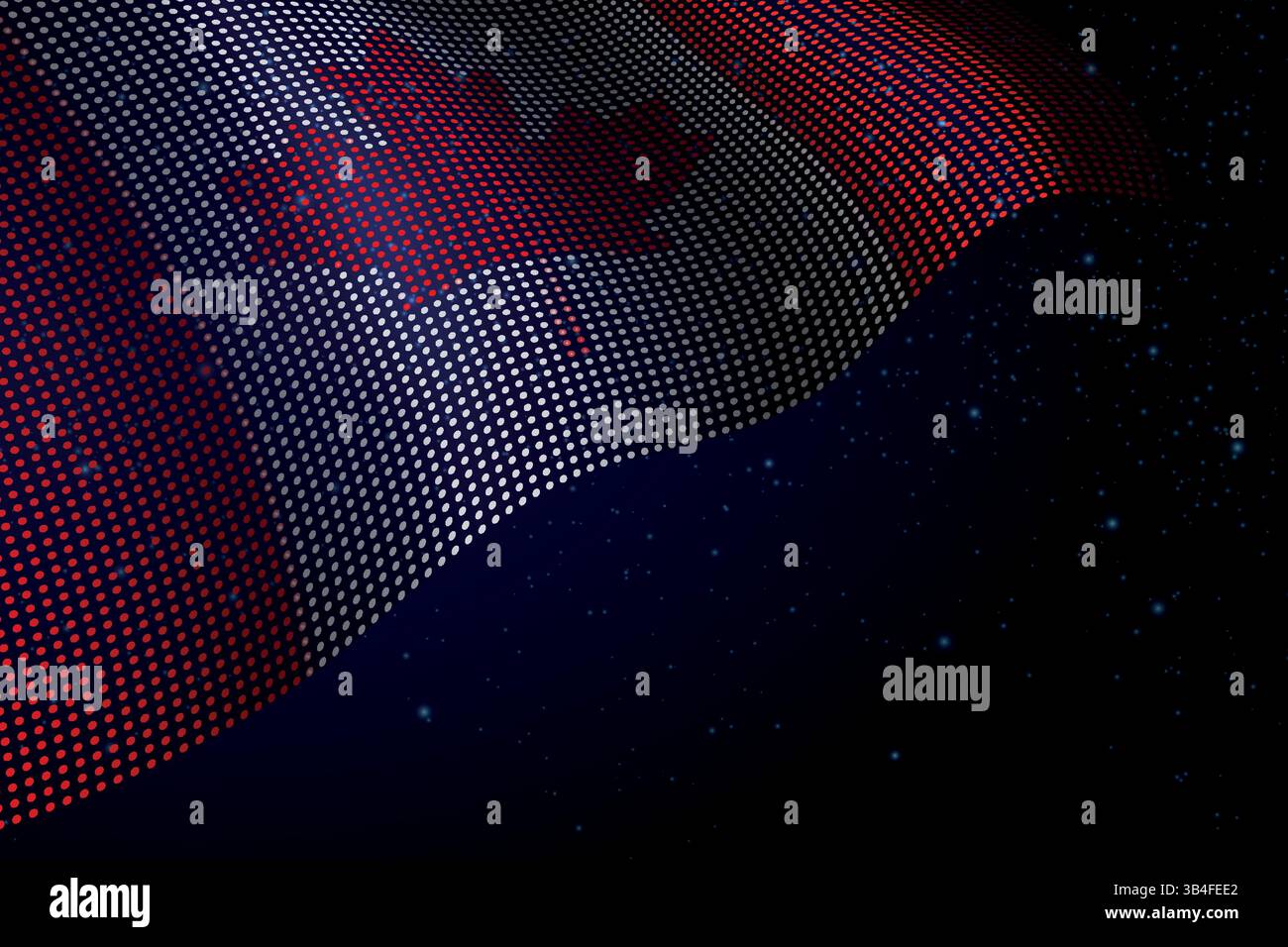 Canada digital flag made of dots, waving over a starry dark background ...