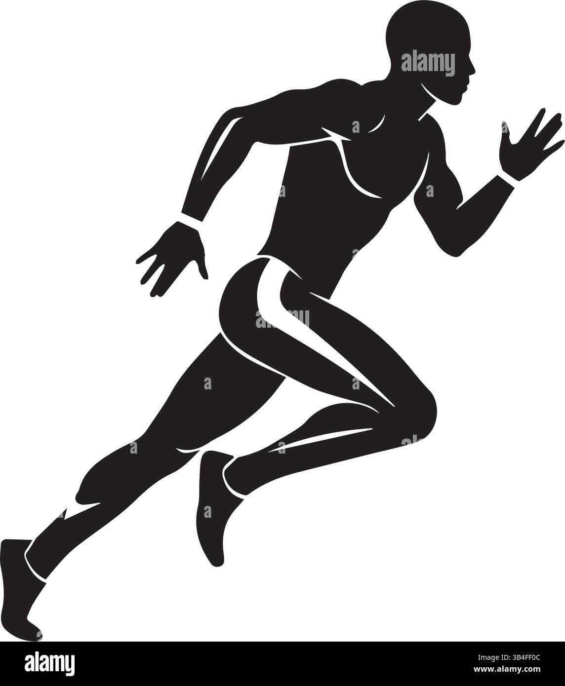 Dynamic Silhouette of a Sprinter in Motion – High-Quality Vector Art for Sports & Fitness ...