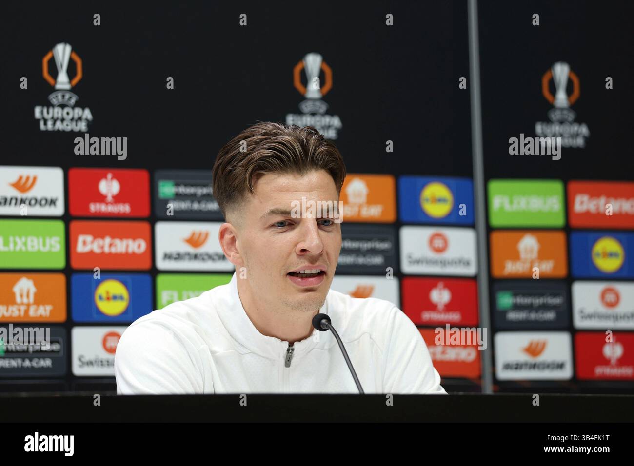 Bodo/Glimt's Jostein Gundersen speaks during a press conference at ...