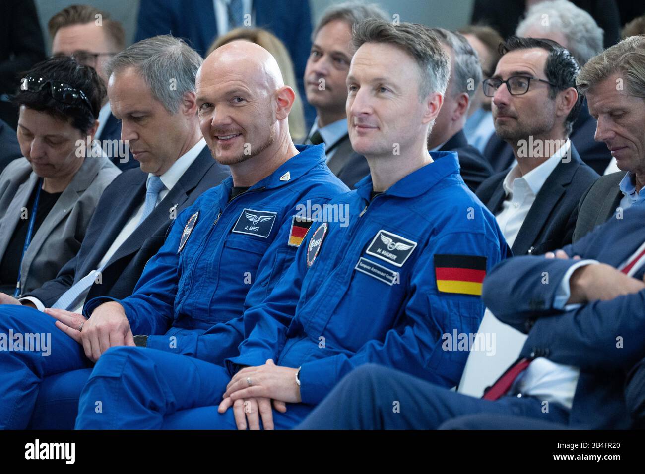 Cologne, Deutschland. 30th Apr, 2025. left to right Alexander GERST, astronaut, Matthias MAURER ...