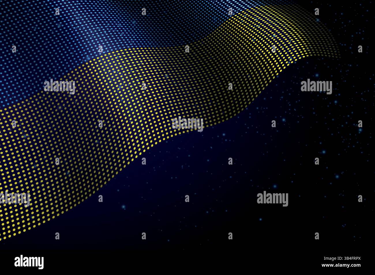 Ukraine digital flag made of dots, waving over a starry dark background ...