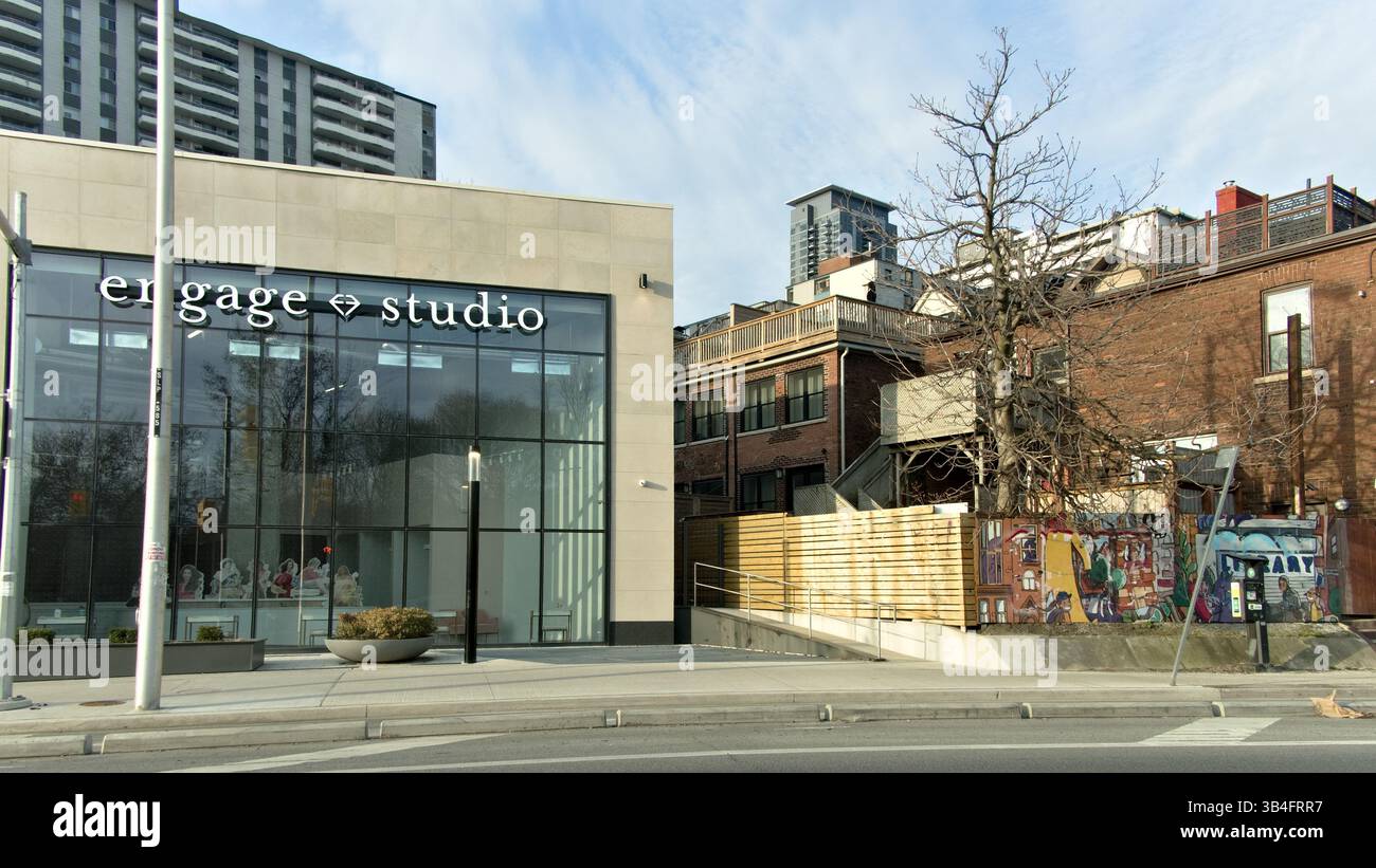 A cityscape in downtown Toronto, Canada, showcasing the contrast ...