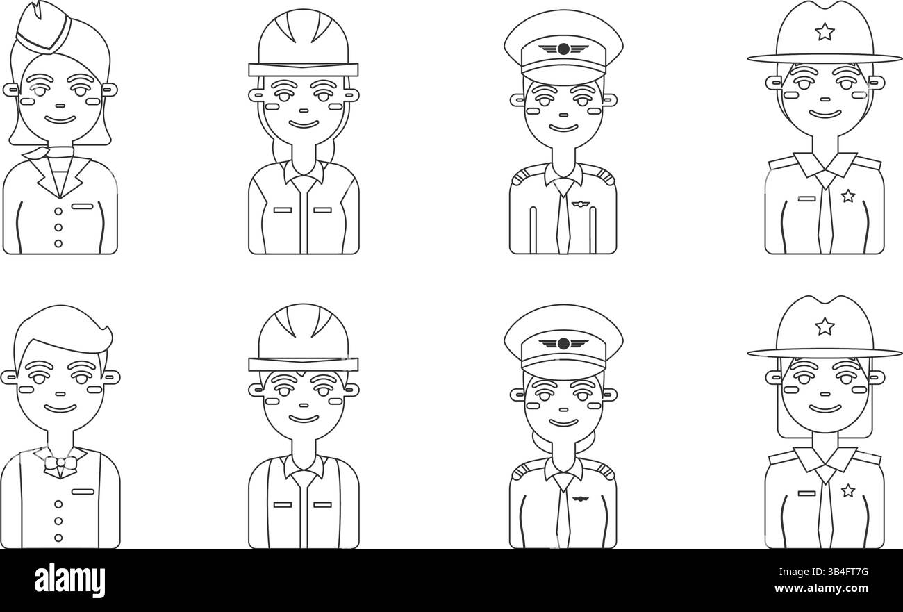 Cartoon professions set. Vector illustration Stock Vector Image & Art ...