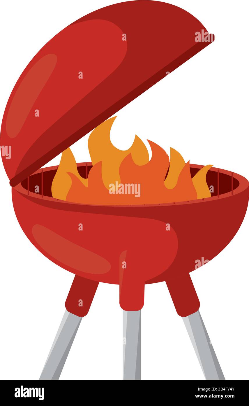 Grill with open fire. Vector illustration Stock Vector Image & Art - Alamy