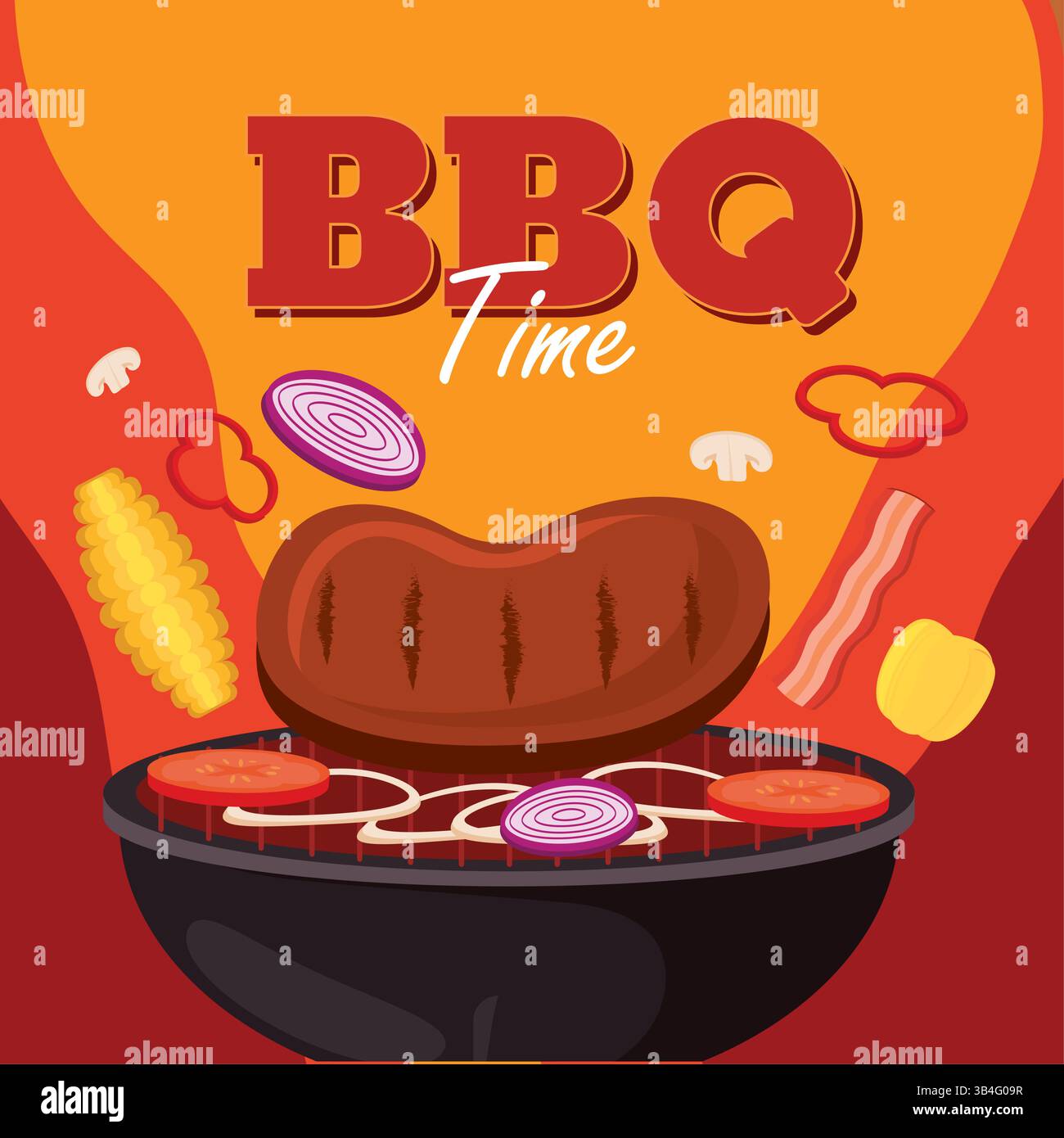 BBQ time with veggies. Vector illustration Stock Vector Image & Art - Alamy