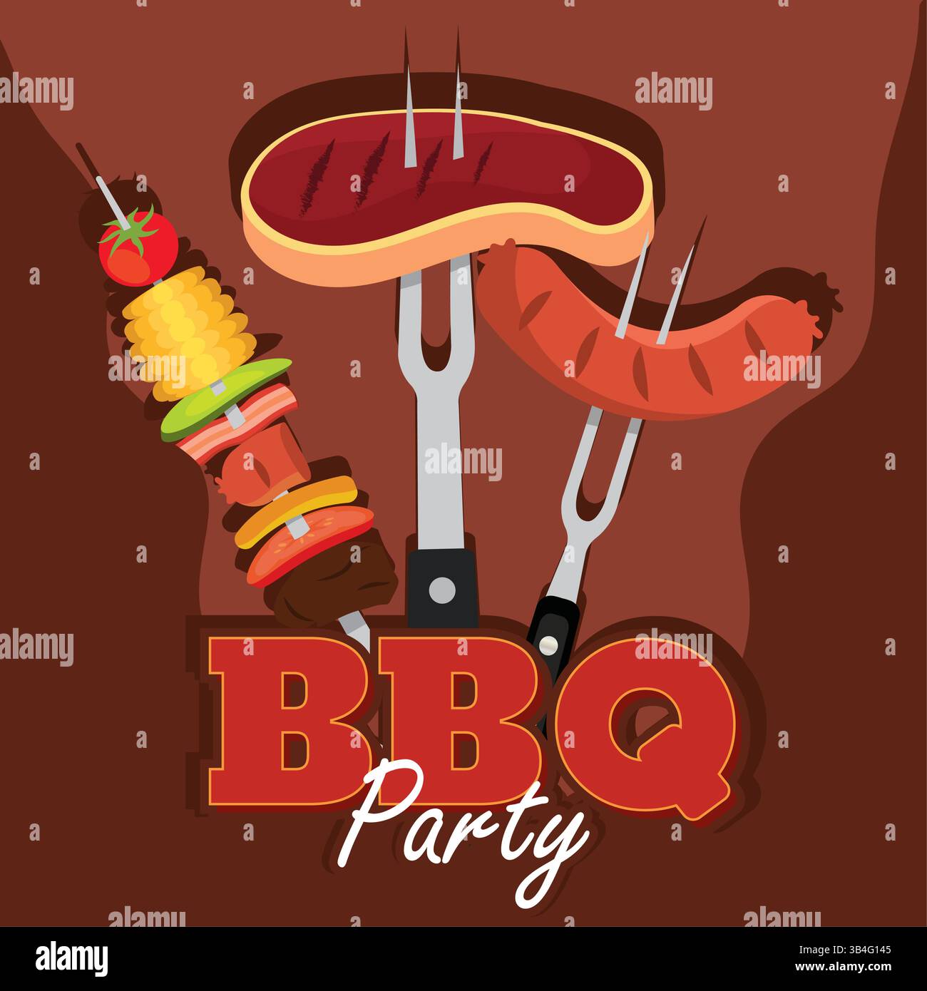 BBQ food on forks. Vector illustration Stock Vector Image & Art - Alamy