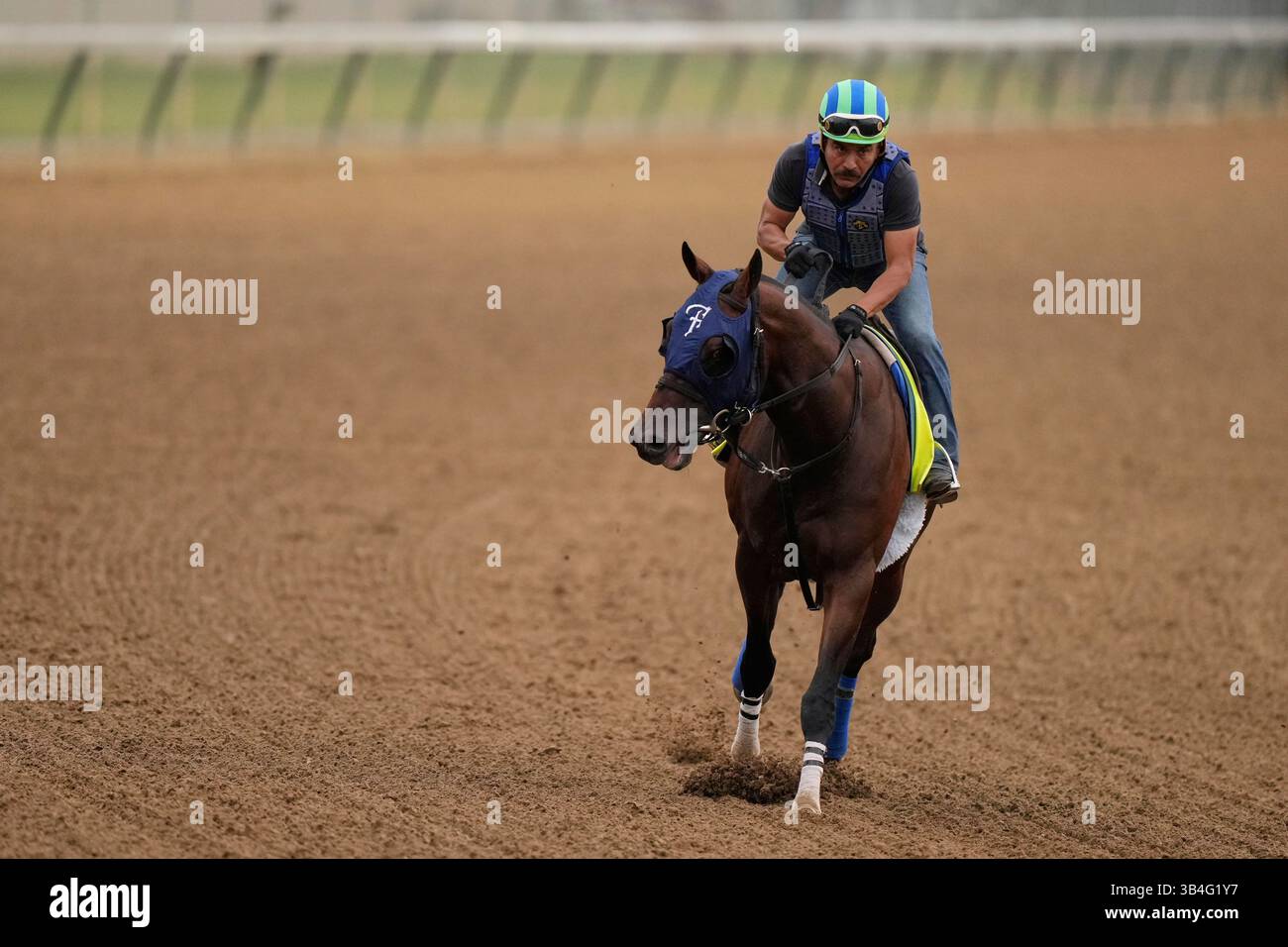 Kentucky Derby entrant Owen Almighty works out at Churchill Downs Wednesday, April 30, 2025, in ...