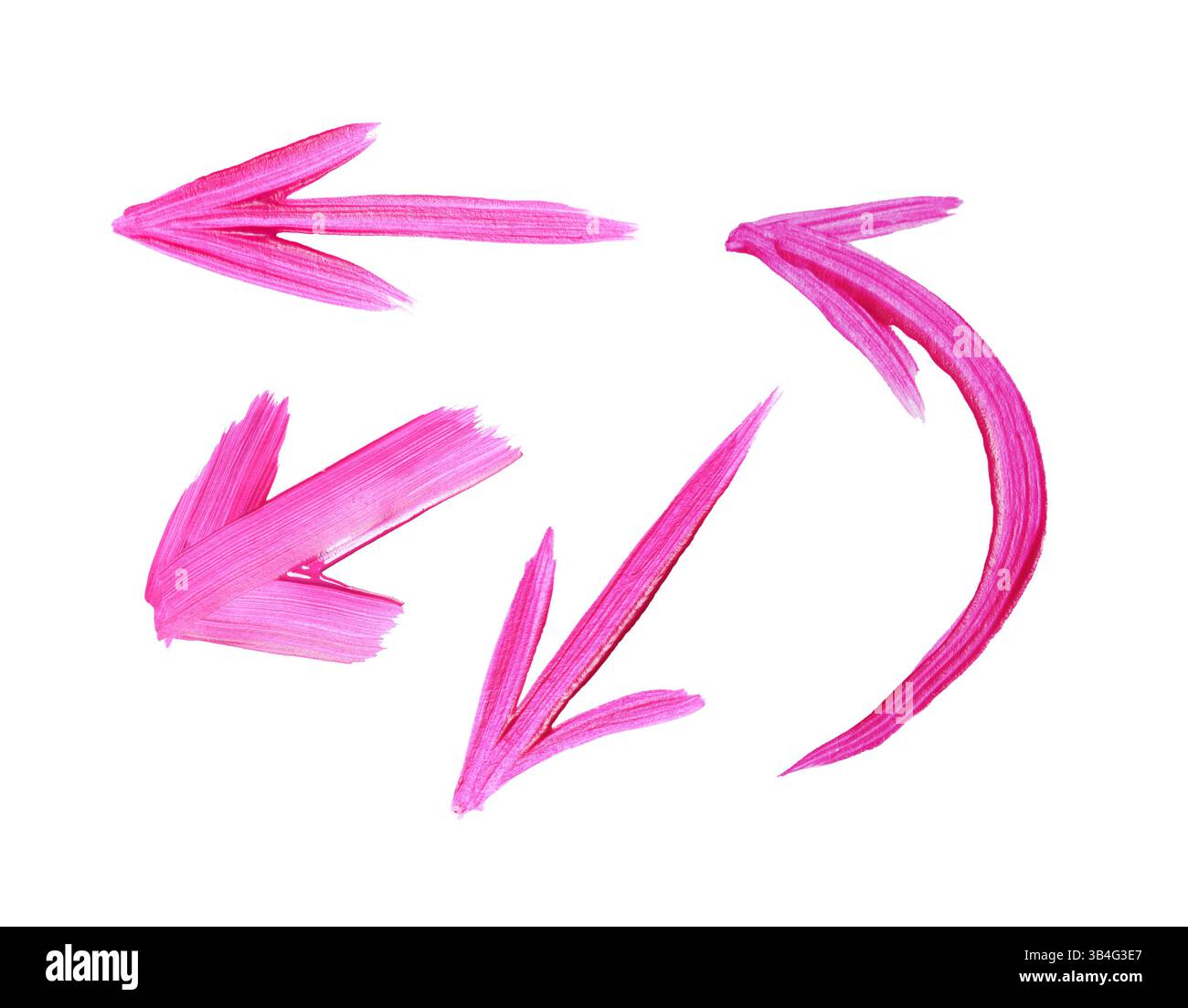 Four pink arrows isolated on white, collection Stock Photo - Alamy