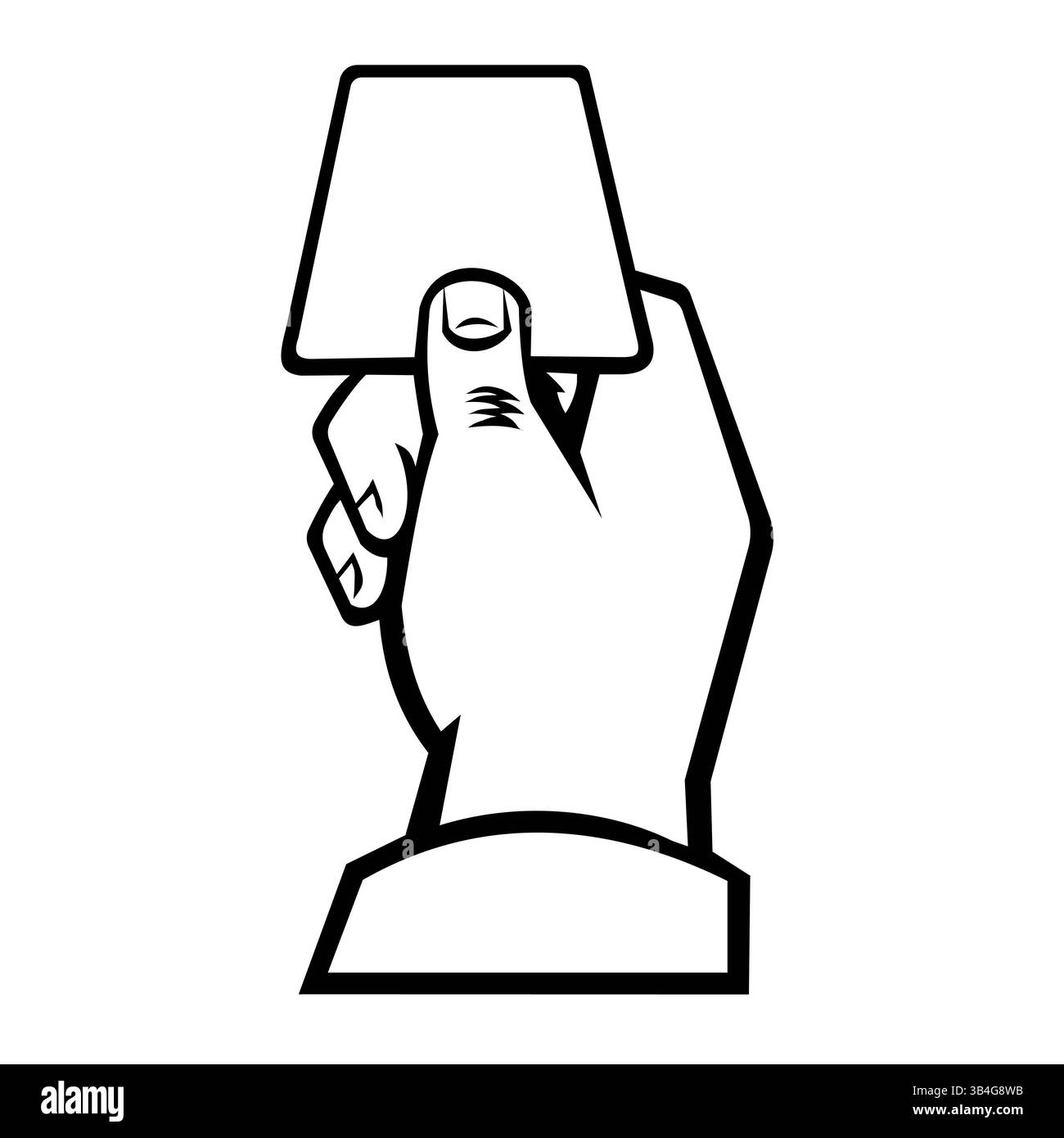 Retro style illustration of a hand holding a credit card or key card ...