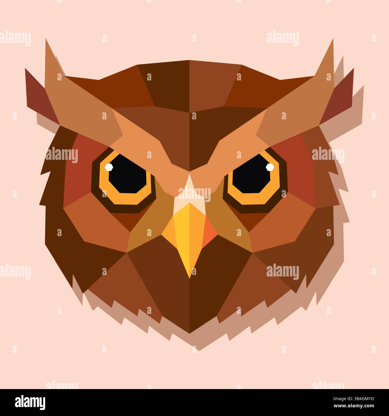 Low poly owl head front. Vector illustration Stock Vector Image & Art ...