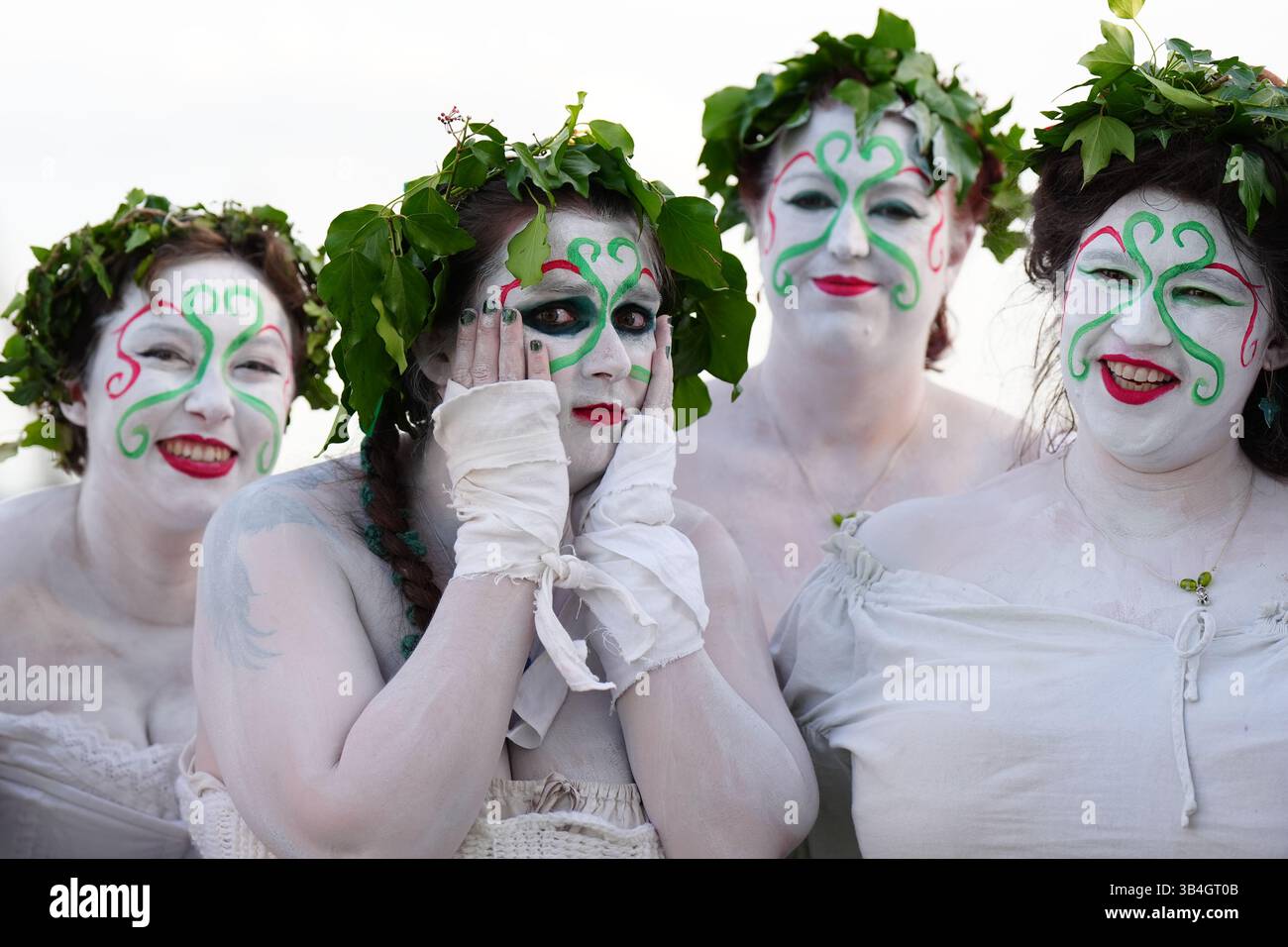 Performers prepare to take part in the Beltane Fire Festival in ...