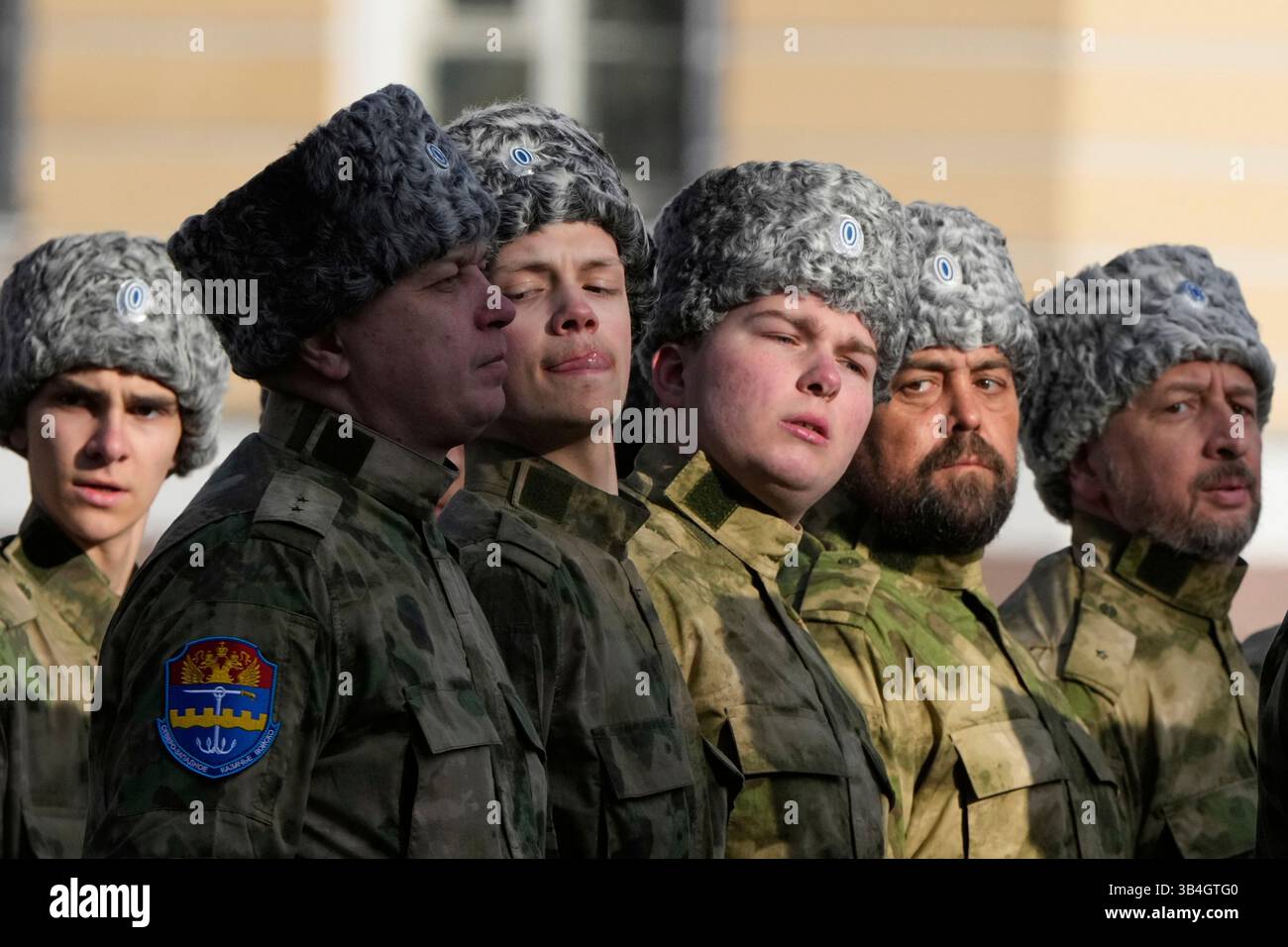 Cossacks march during a rehearsal for the Victory Day military parade ...