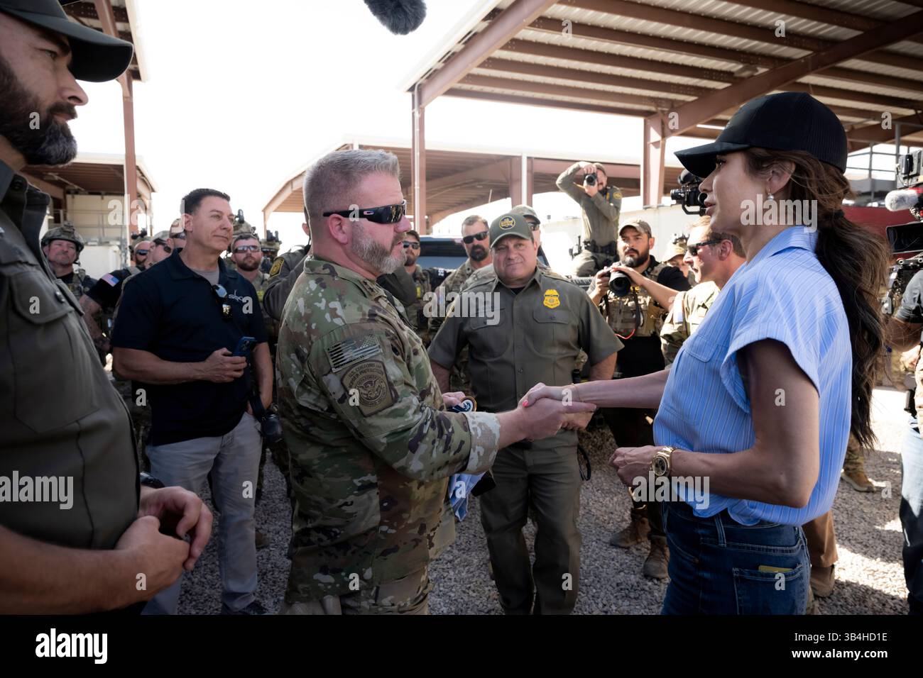 Department of Homeland Security (DHS) Secretary Kristi Noem receives a ...