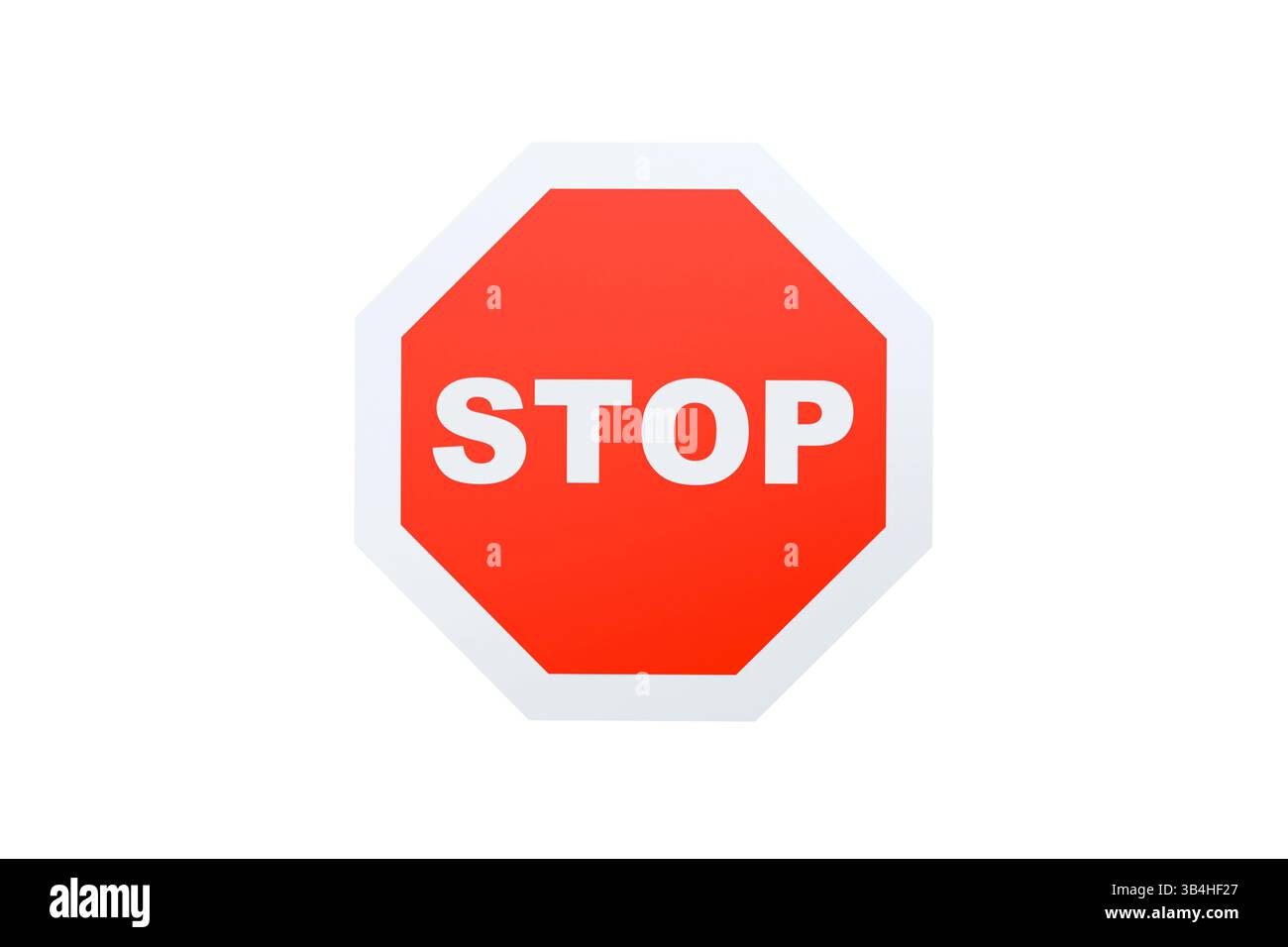 Volumetric 3D STOP sign on white background, warning and restriction ...