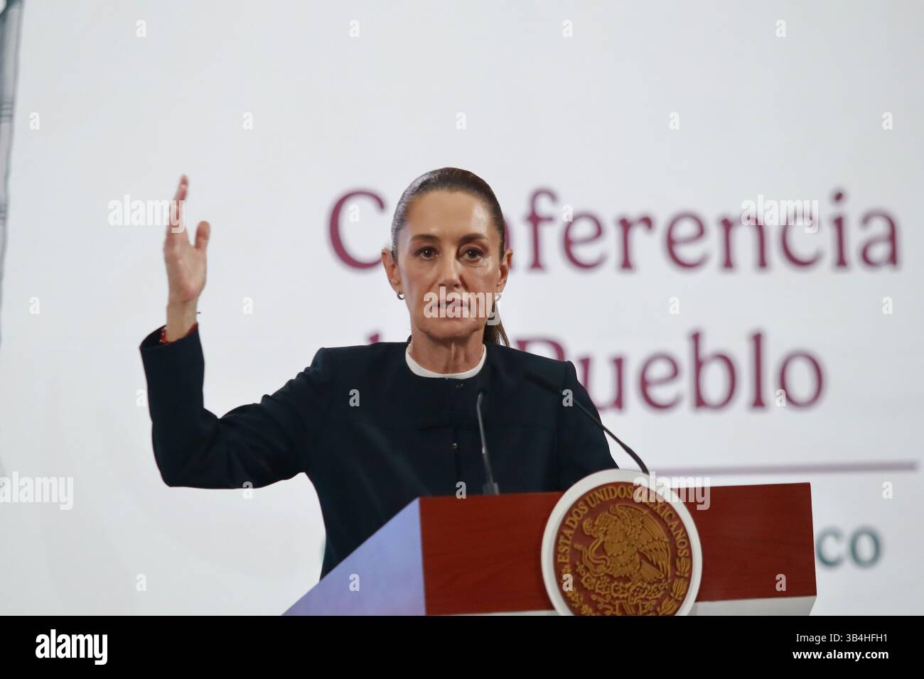 Mexico's President Claudia Sheinbaum Pardo, speaks during a briefing ...