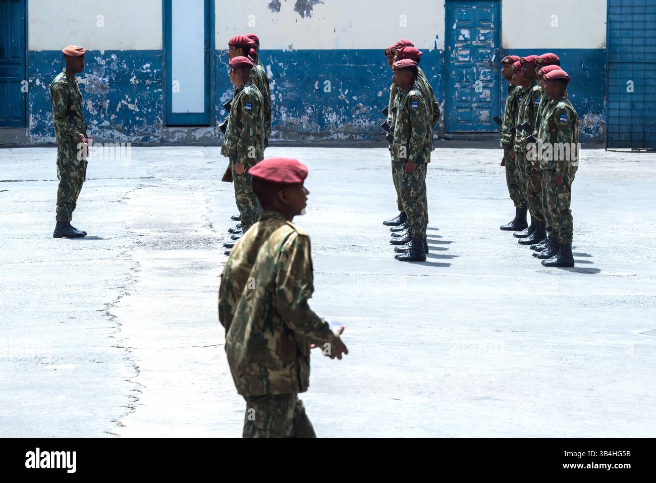 Military personnel conduct a training exercise in Praia, Cape Verde ...