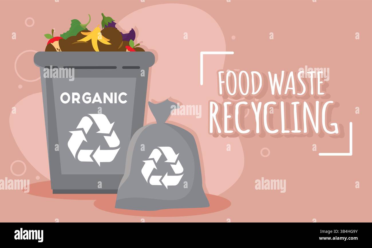 Organic waste in trash bin. Vector illustration Stock Vector Image ...