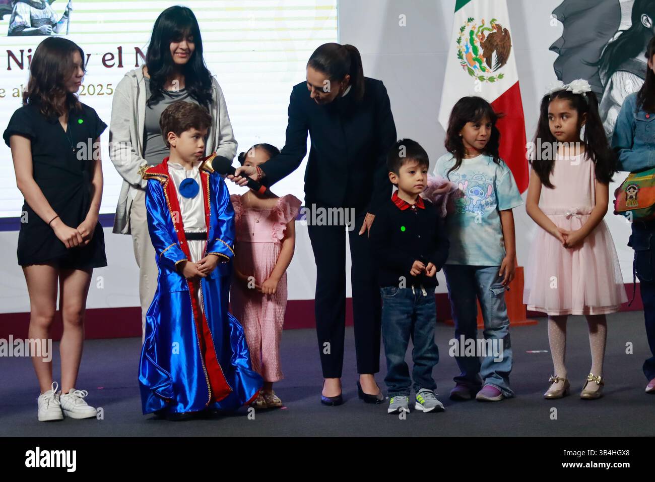 Mexico's President Claudia Sheinbaum Pardo, accompanied by children ...