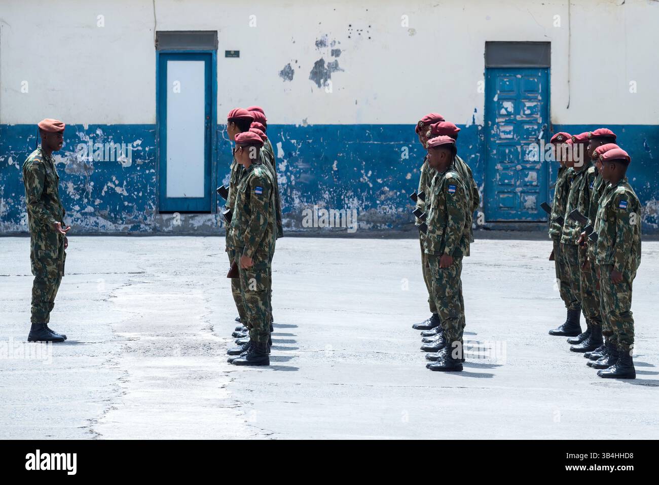 Military personnel conduct a training exercise in Praia, Cape Verde ...
