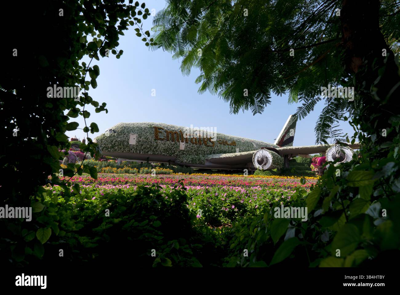 Dubai, UAE - February 2, 2023:Emirates Airbus A380 made of flowers in ...