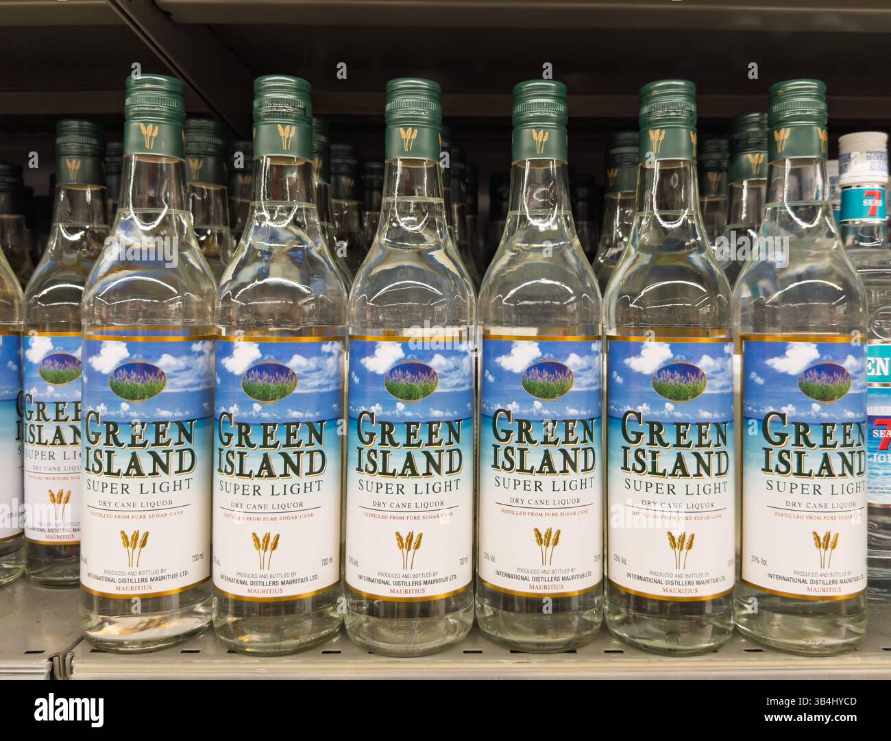 Grand Bay, Mauritius - January 29, 2025: Multiple bottles of Green ...