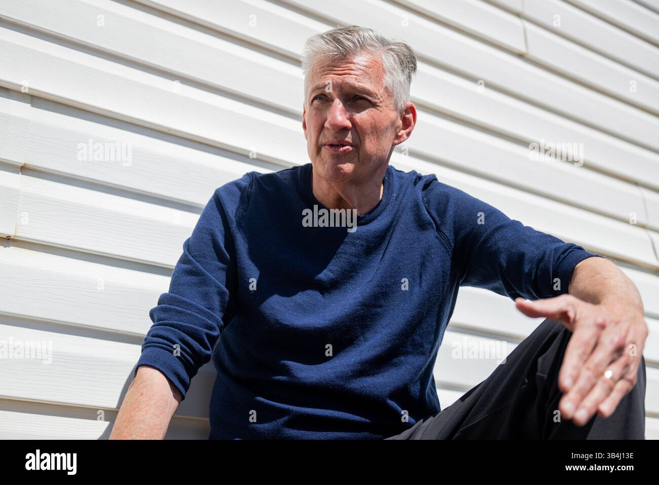 Liberal MP-elect for Carleton Bruce Fanjoy speaks to a reporter from ...