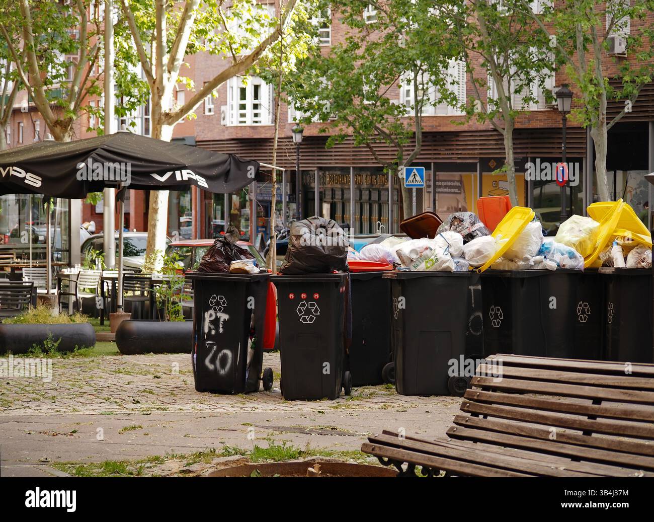 Madrid, Spain; 04-30-2025; The strike continues in madrid. A row of ...