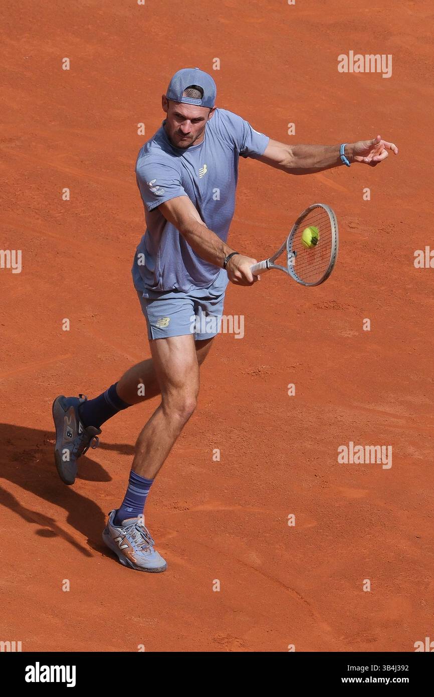 Tommy Paul of USA in action the Mutua Madrid Open at La Caja Magica on ...