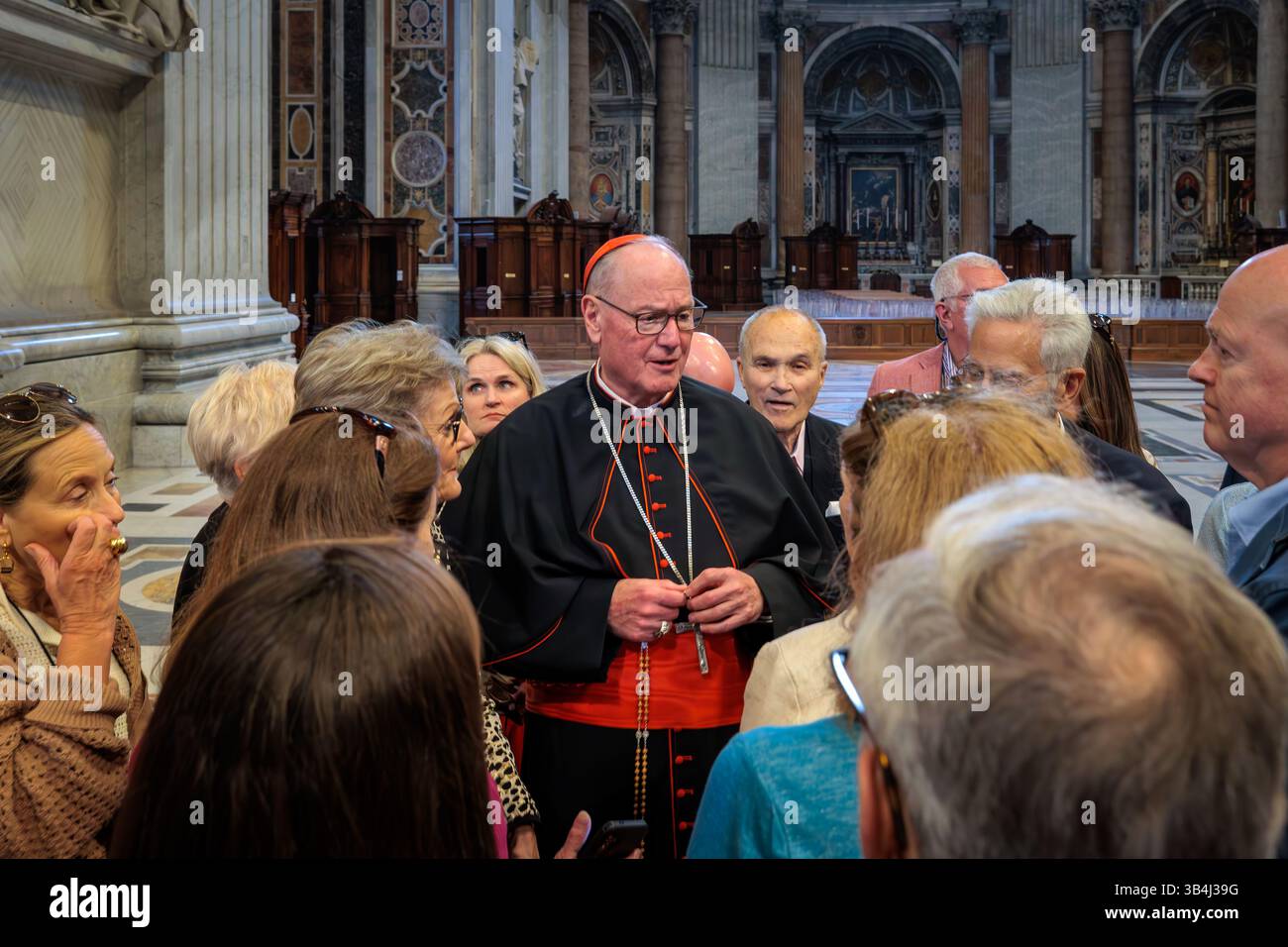 Vatican City, Vatican. 25th Apr, 2025. 4/25/2025 A cardinal speaks with ...